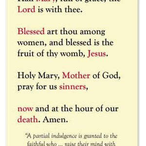 Hail Mary Prayer Our Lady of Grace Holy Card Laminated - Etsy