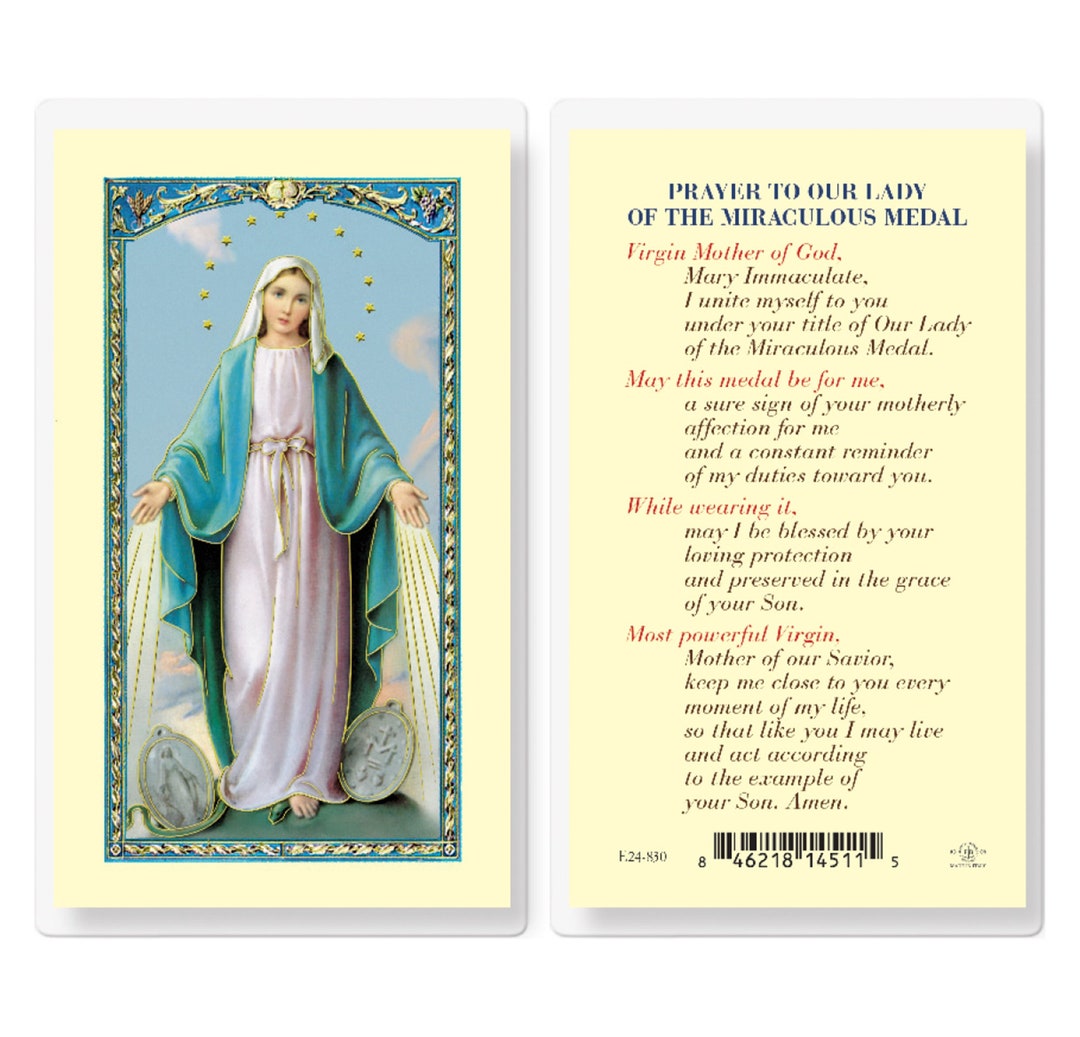 Prayer to Our Lady of the Miraculous Medal Laminated Holy Prayer Card ...