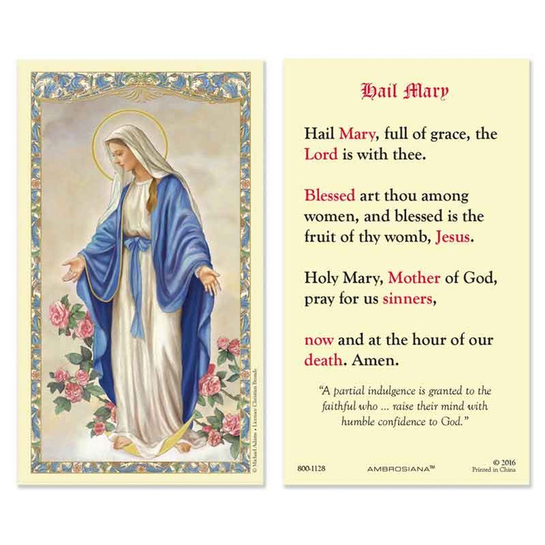 Hail Mary Prayer Our Lady of Grace Holy Card Laminated - Etsy