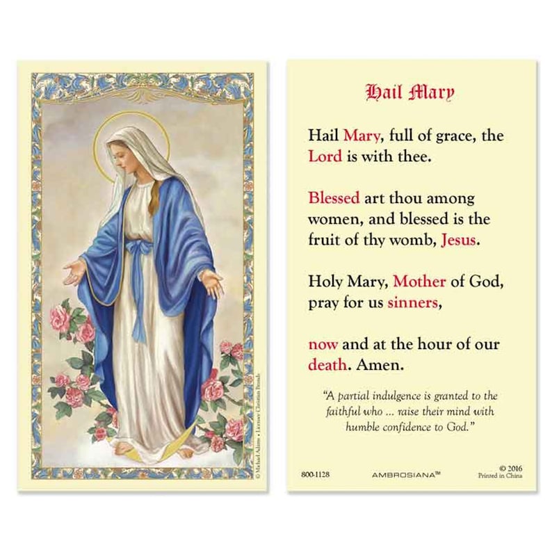 Hail Mary Prayer Our Lady of Grace Holy Card Laminated - Etsy Hail Mary Prayer Our Lady of Grace Holy Card Laminated - Etsy