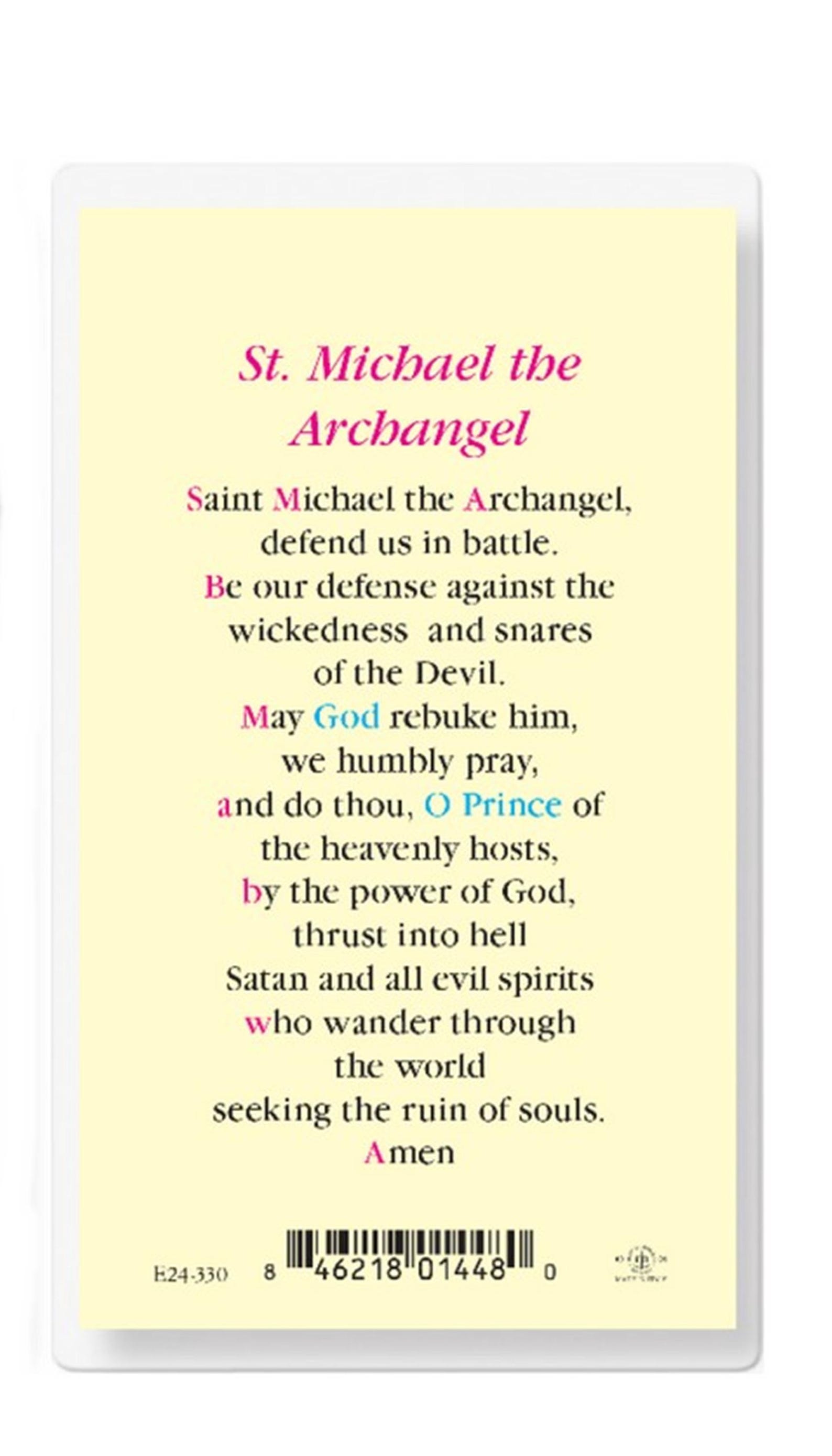 St Michael the Archangel Prayer Card Laminated Catholic Protector ...