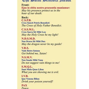 St Benedict Jubilee Medal Explanation Holy Prayer Card Catholic Faith ...