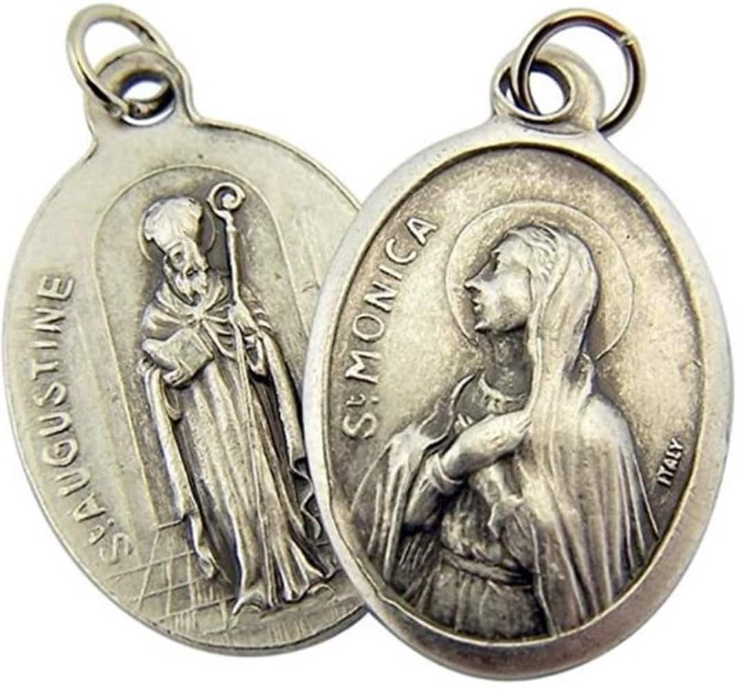 St Monica St Augustine Double Sided Medal Catholic Saints Charm Jewelry ...