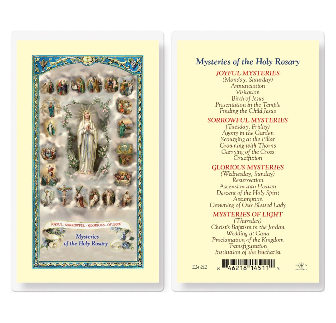 Mysteries of the Holy Rosary Catholic Prayer Card Laminated - Etsy