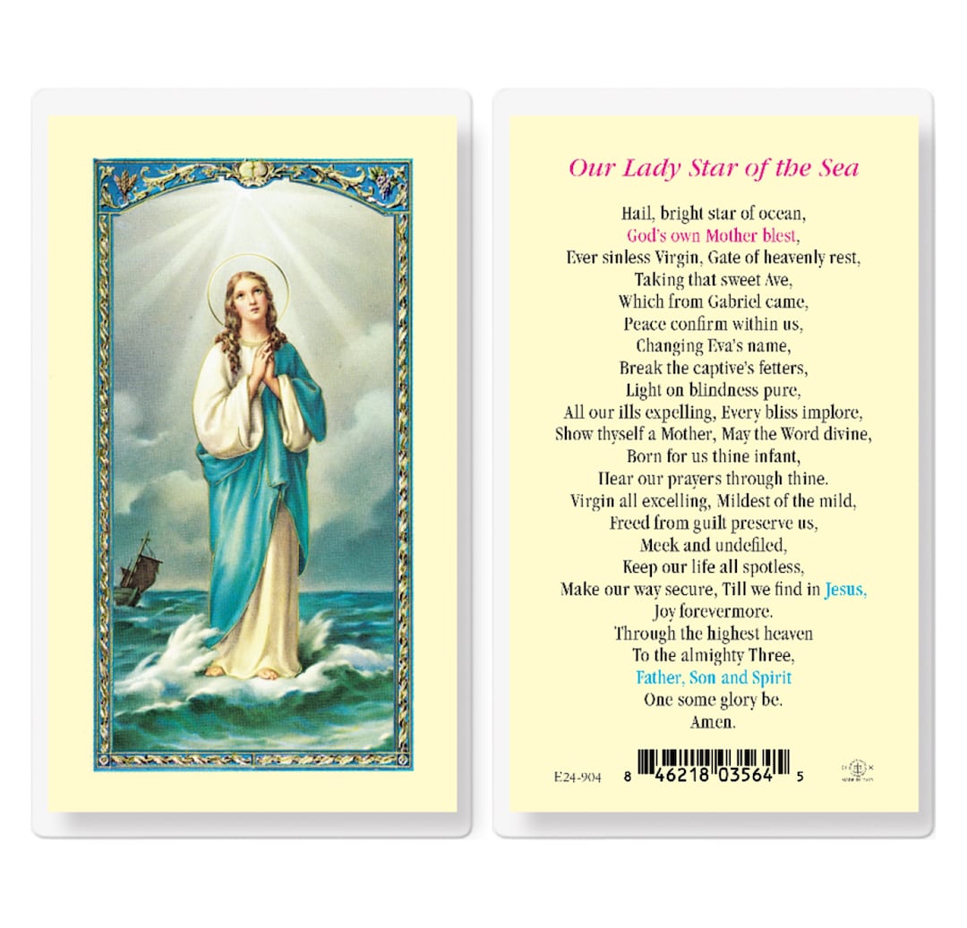 Our Lady Star of the Sea Holy Card Laminated Catholic Prayer Card Mary ...