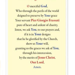 Saint Pier Giorgio Frassati Holy Prayer Card Laminated Catholic Gift ...