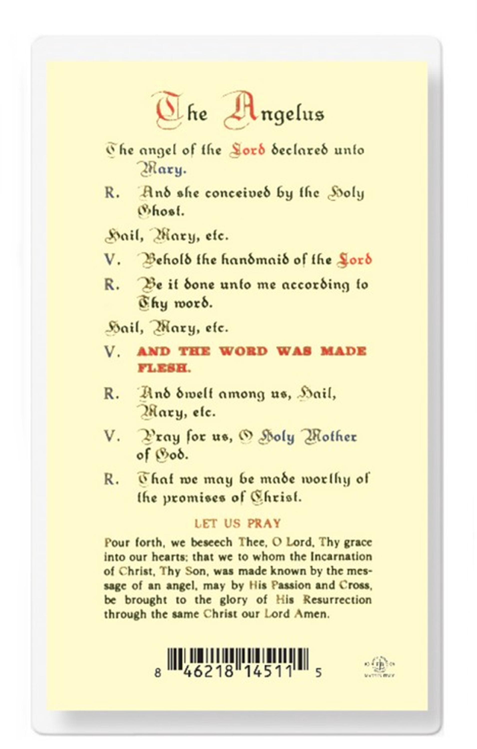 The Angelus Prayer Annunciation Holy Card Laminated Catholic Faith the ...