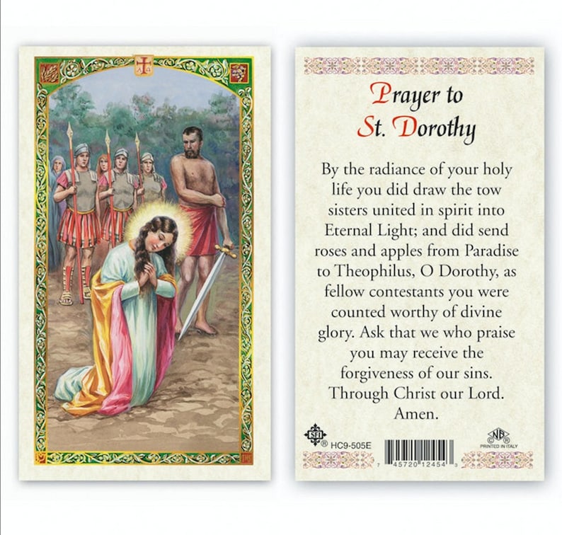 St Dorothy Laminated Holy Prayer Card Catholic Faith - Patron Florist ...