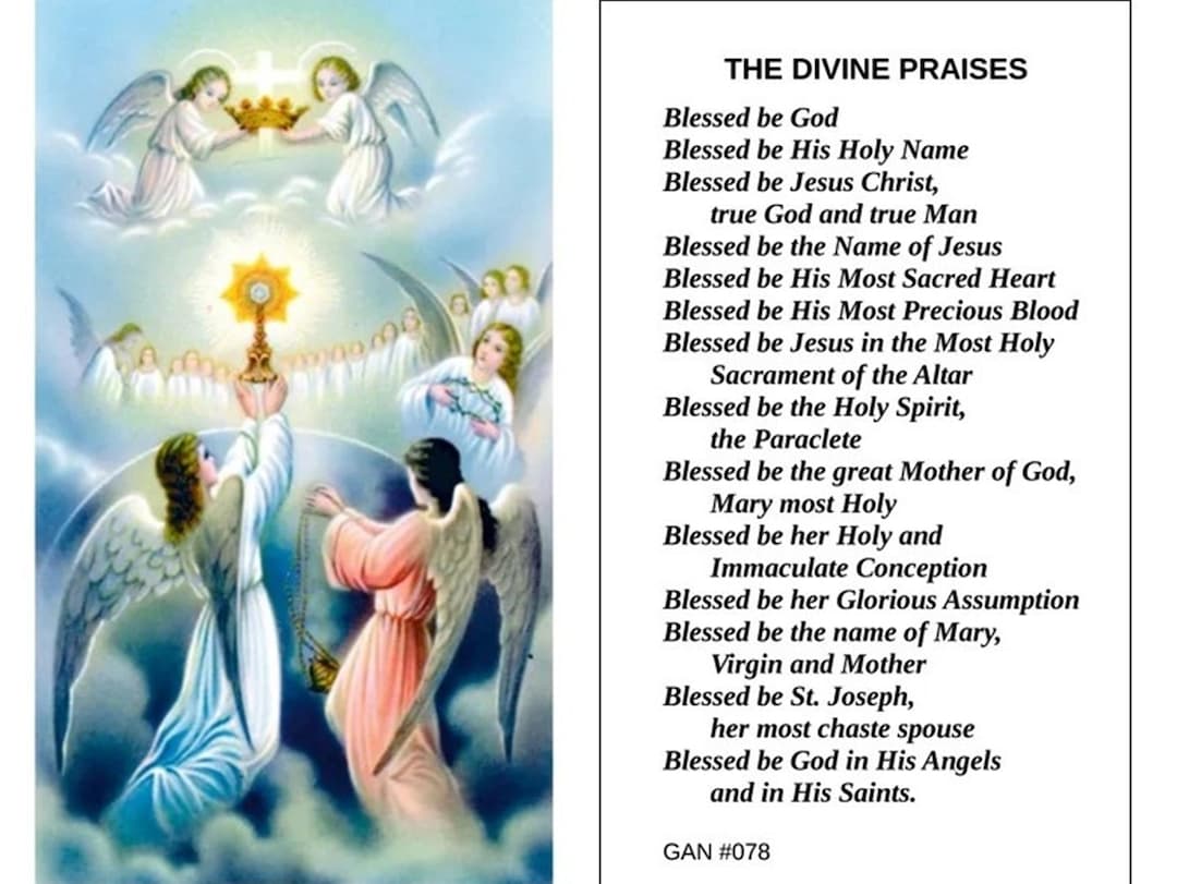 The Divine Praises Laminated Holy Prayer Card - Blessings for God - Etsy