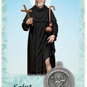 St Peregrine Prayer Card With Medal Patron Saint of Cancer Laminated ...