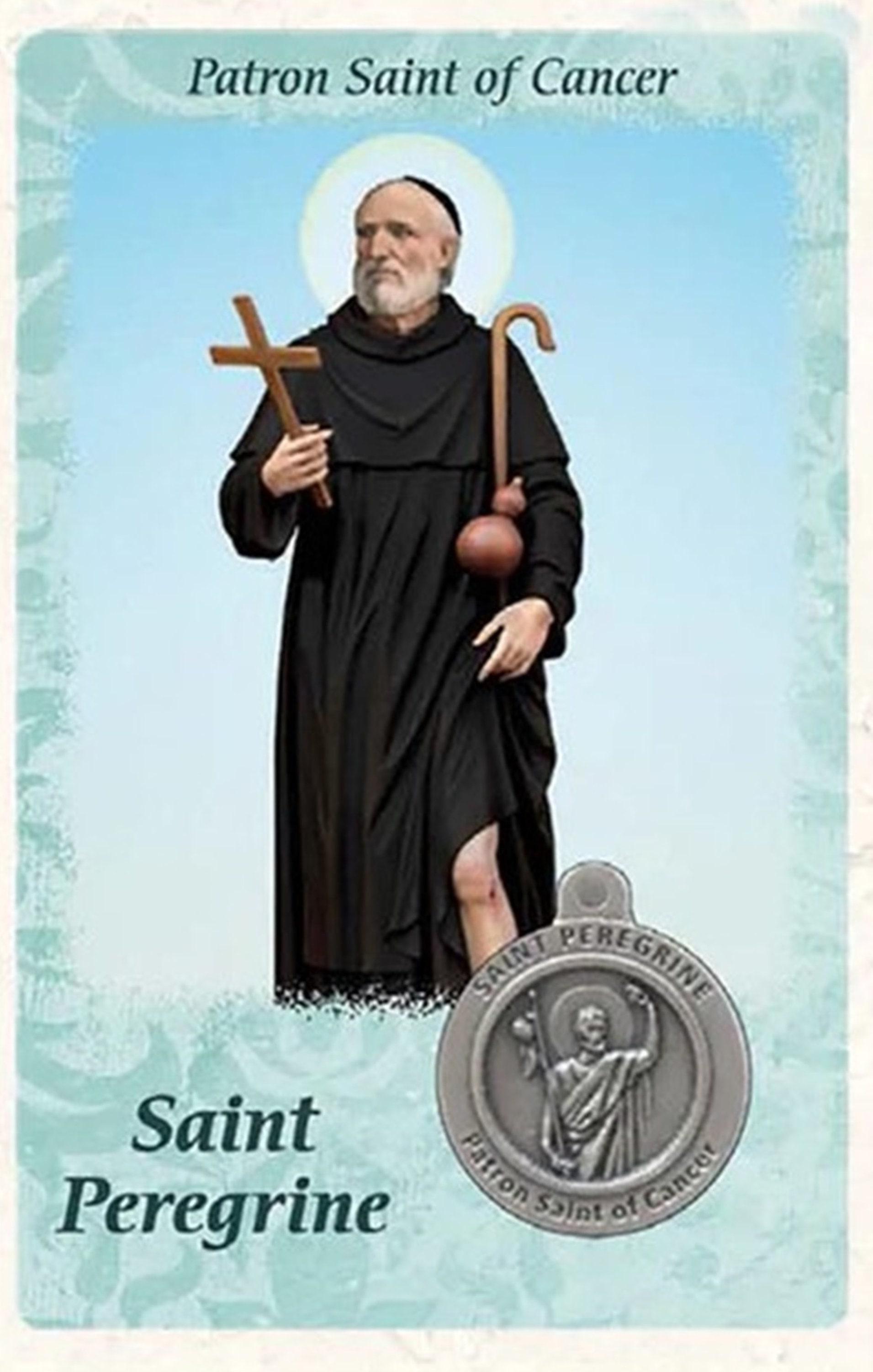 St Peregrine Prayer Card With Medal Patron Saint of Cancer Laminated ...