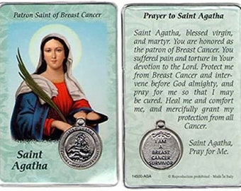 St Agatha | Catholic Prayer Card | Catholic Saints - Etsy