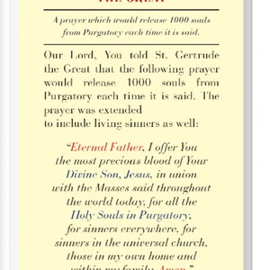Prayer of St. Gertrude the Great for the Souls in Purgatory Laminated ...