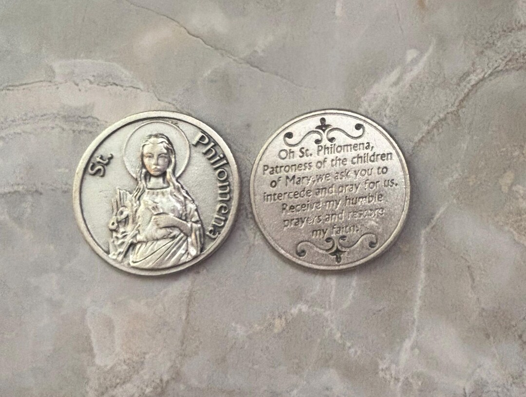 St Philomena Pocket Token Patroness of Children Catholic Prayer Coin - Etsy
