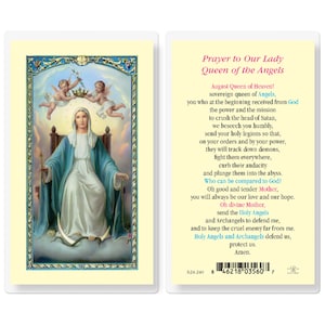 Our Lady Queen of the Angels August Queen of Heaven Holy Prayer Card ...