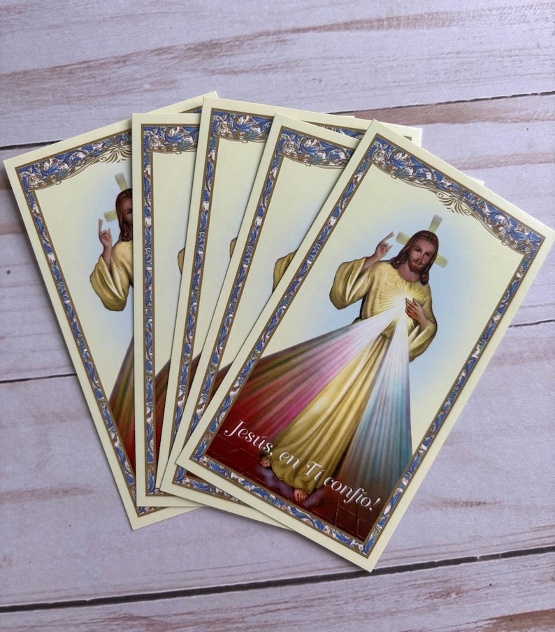 Spanish Divine Mercy Holy Card With Divine Mercy Chaplet Prayer Card ...