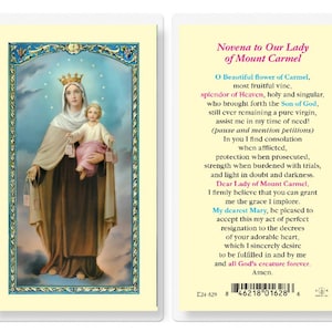 Our Lady of Mount Carmel Holy Card Laminated Catholic Prayer Card Blessed Virgin Mary - Etsy