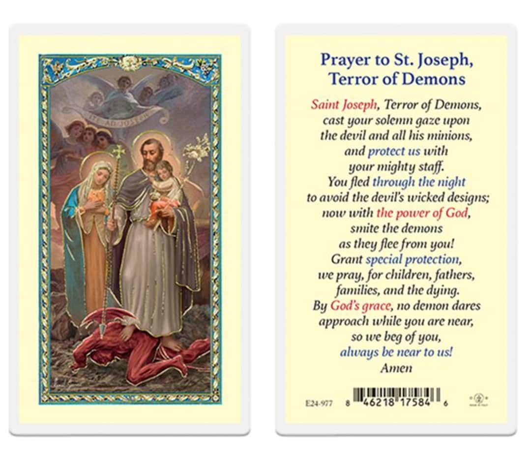 Prayer to St Joseph Terror of Demons Prayer Card Catholic Faith ...