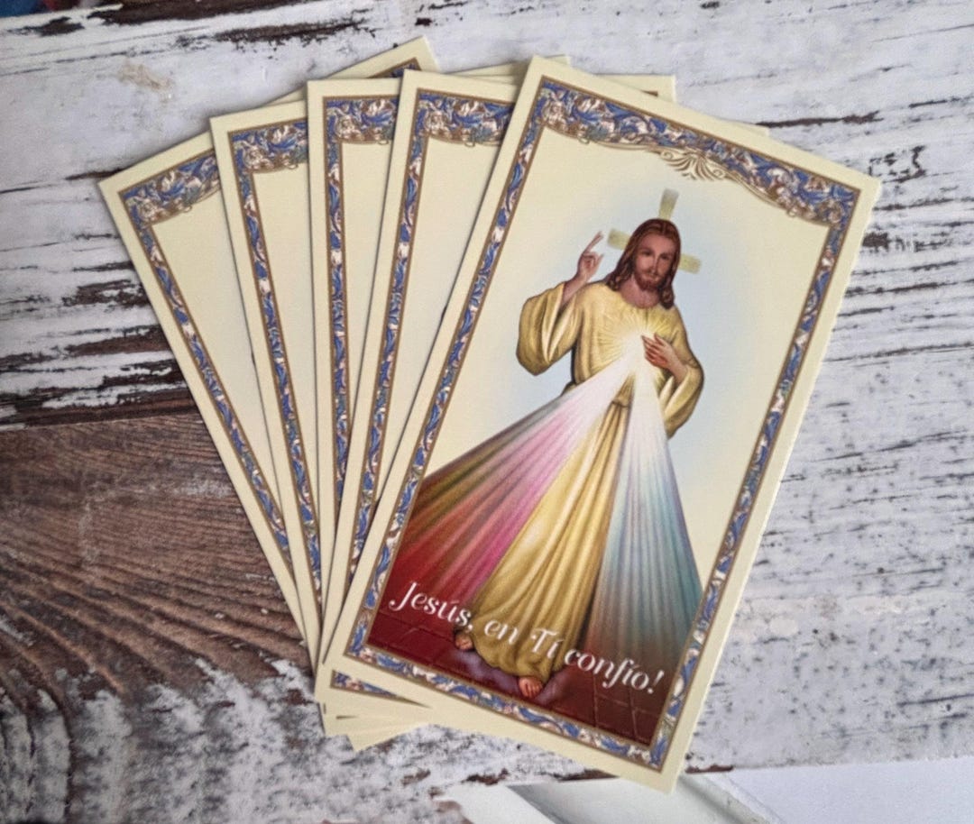 Divine Mercy Spanish Holy Card With Divine Mercy Chaplet Prayer Card ...