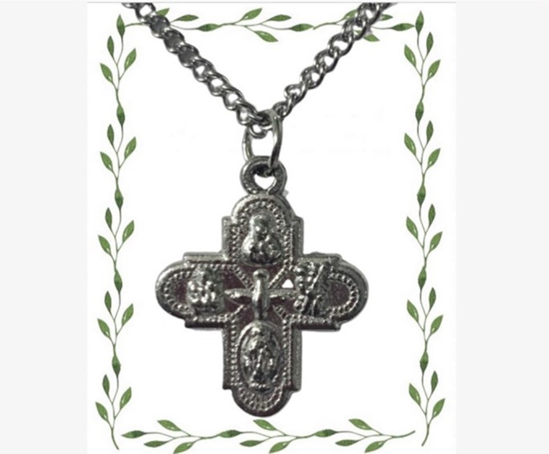 Catholic Four Way Cross Pendant Necklace Petite Religious Charm 18 ...