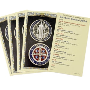 St Benedict Jubilee Medal Explanation Holy Prayer Card Catholic Faith ...