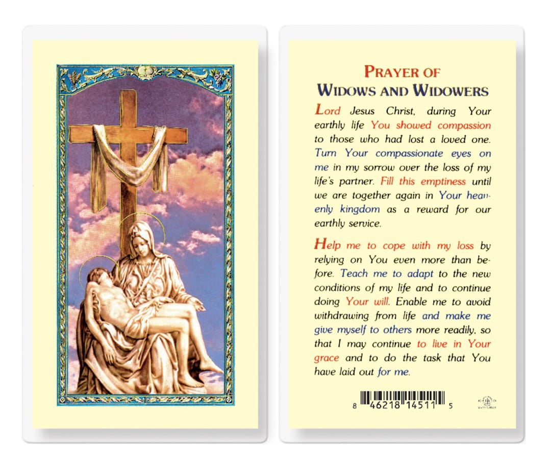 Prayer for Widows and Widowers Holy Card Laminated Catholic Prayer Card ...