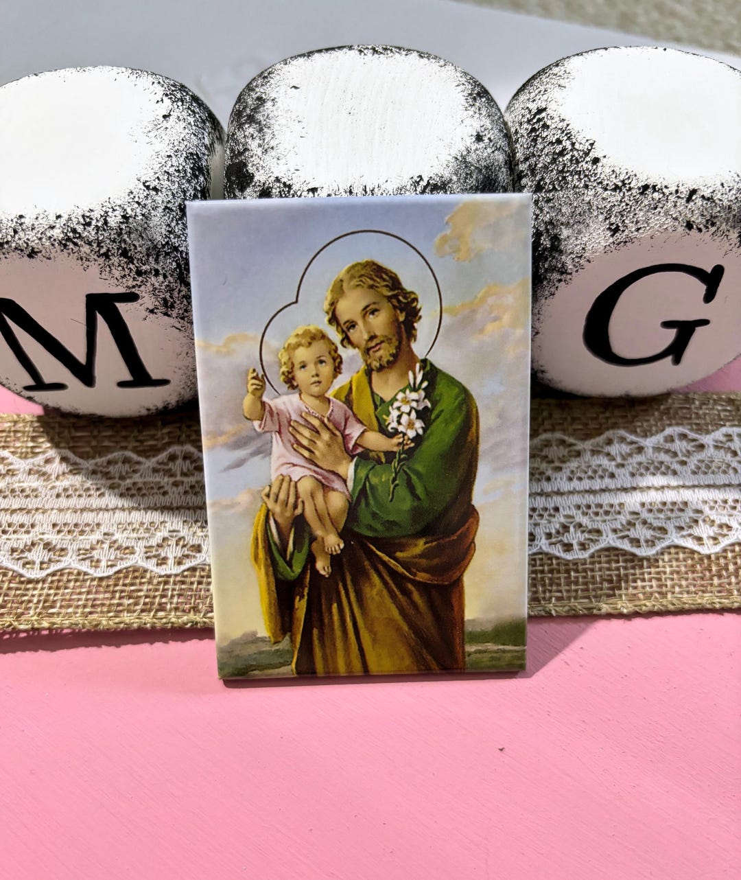 St Joseph Magnetic Laminated Plaque Refrigerator Magnet Icon Catholic ...