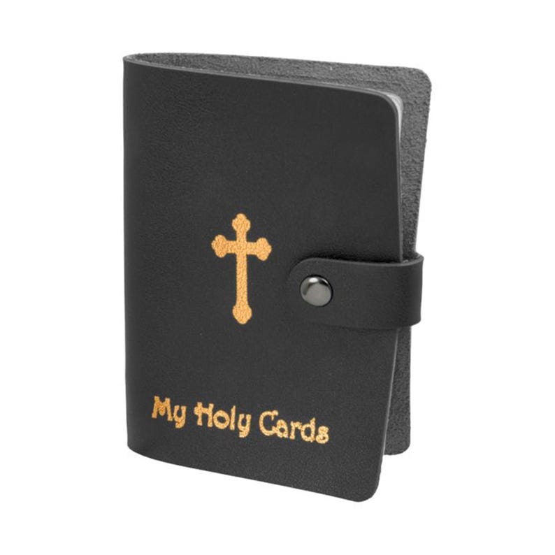 Black Leatherette Prayer Card Holder "my Holy Cards" Collection Album ...