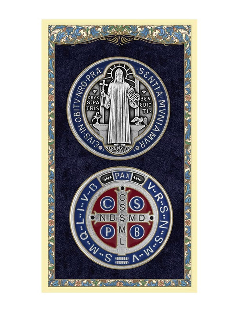 St Benedict Jubilee Medal Explanation Holy Prayer Card Catholic Faith ...