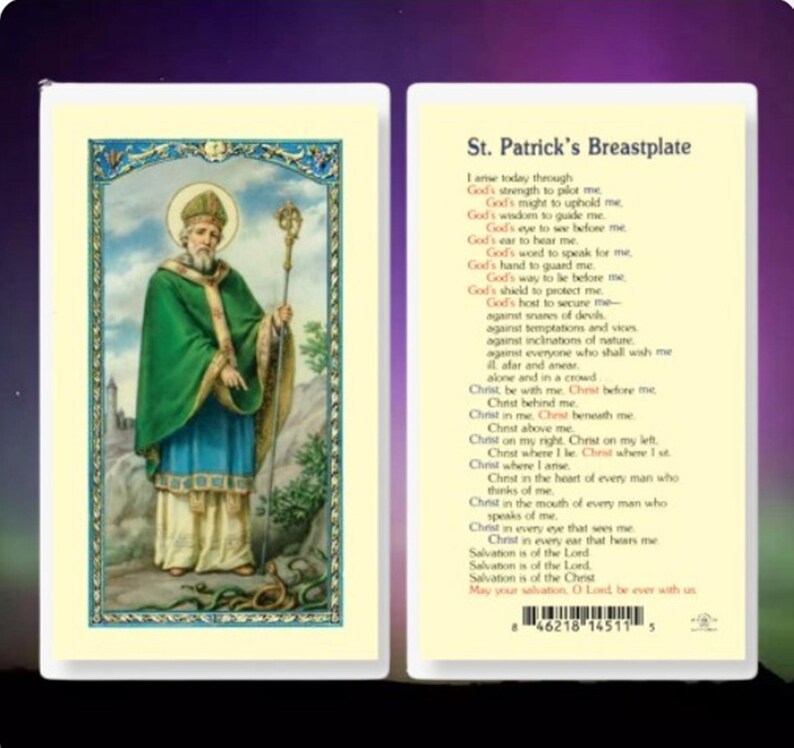 St Patrick Breastplate Holy Card Laminated Catholic Prayer - Spiritual ...