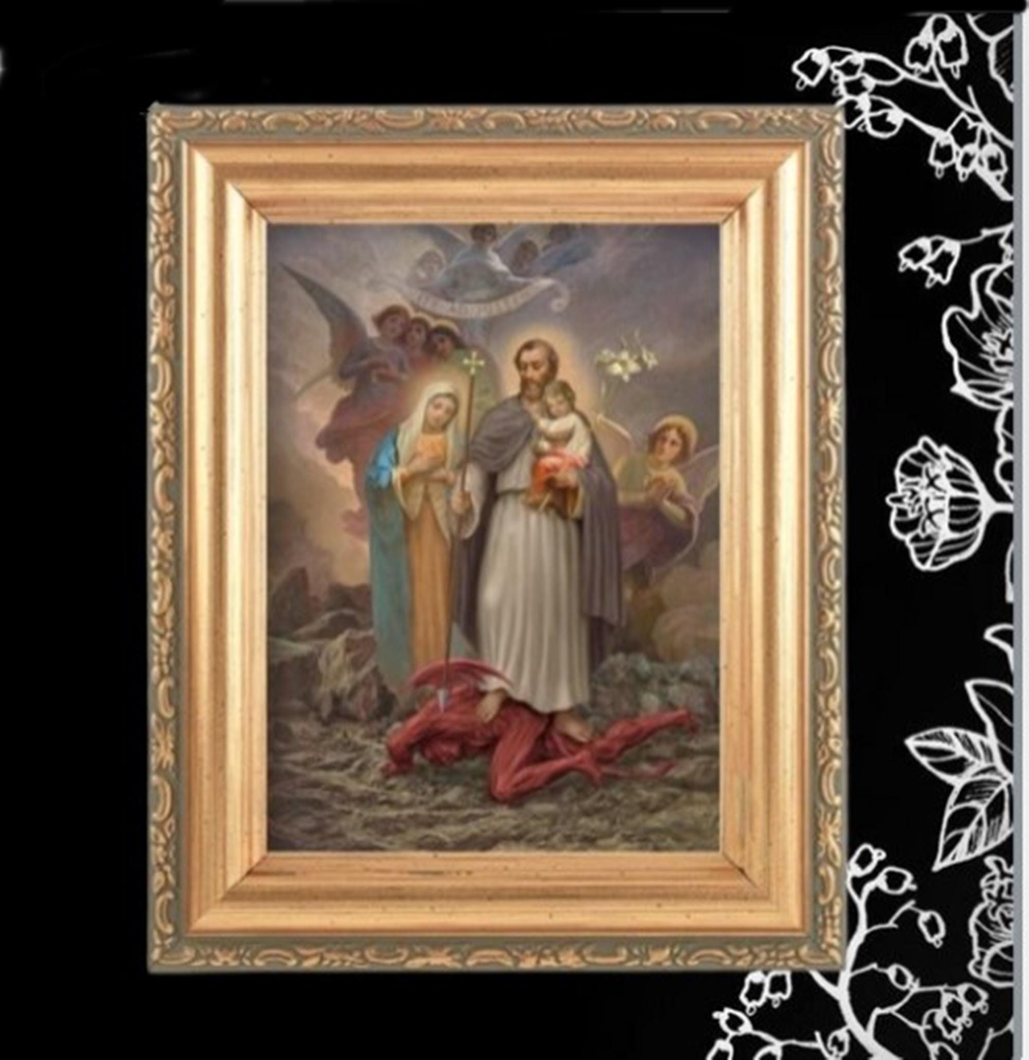 St Joseph Terror of Demons Italian Print Gold-leaf Antique Framed ...