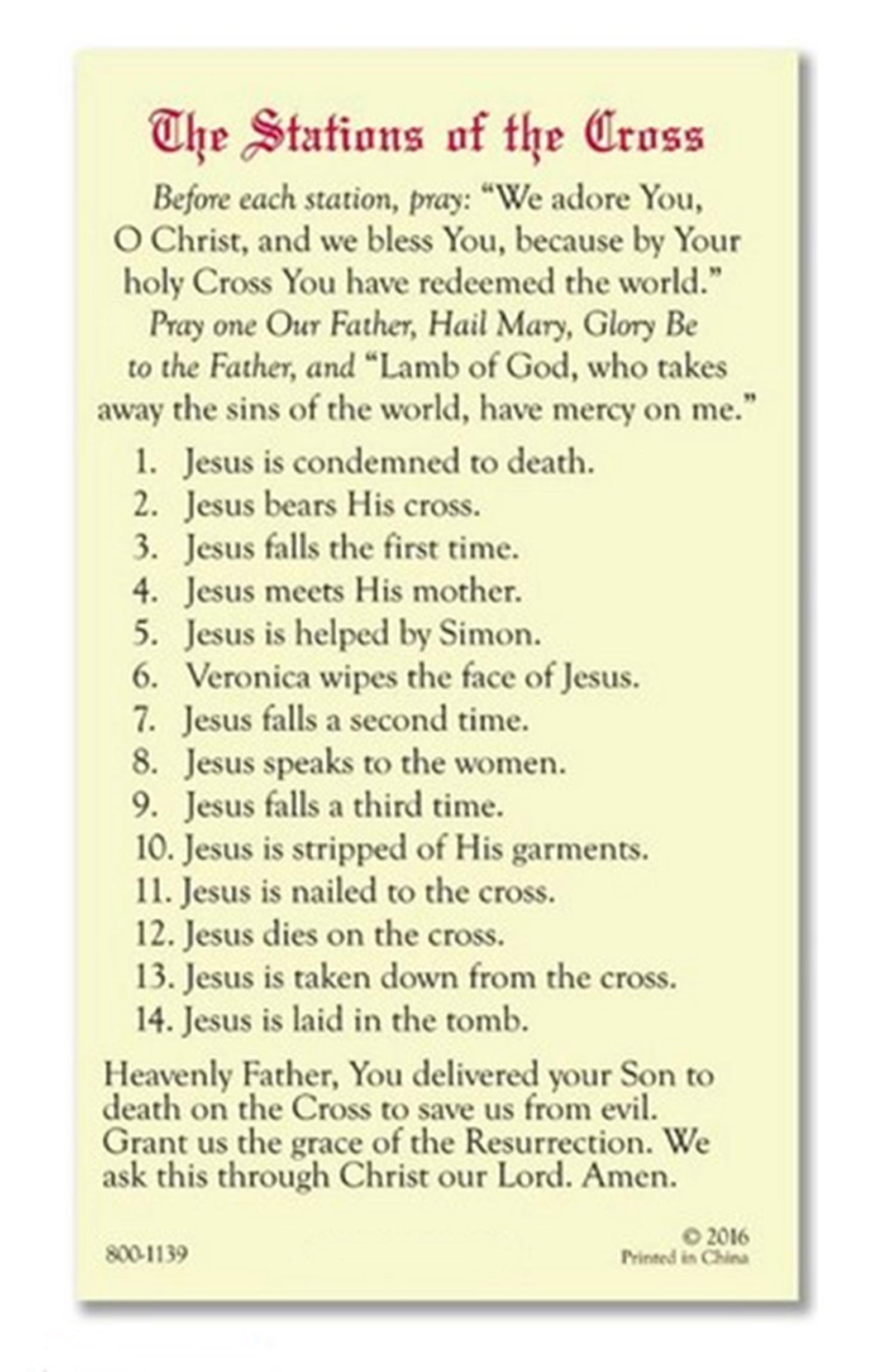 Stations of the Cross Prayer Card Laminated Christian Catholic Holy ...
