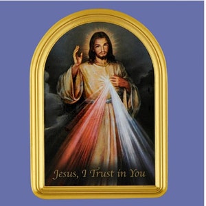 Divine Mercy Full Color Icon Wood Wall Plaque Catholic Faith Devotional ...