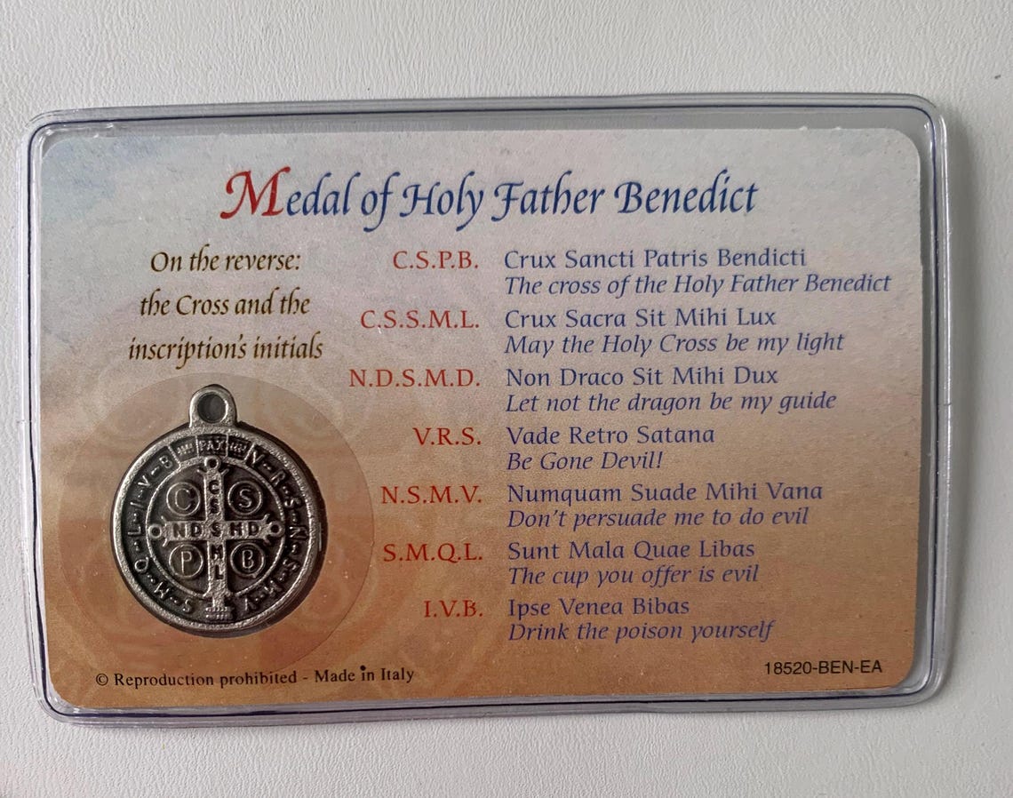 St Benedict Laminated Prayer Card With Medal Catholic Holy Card Father ...