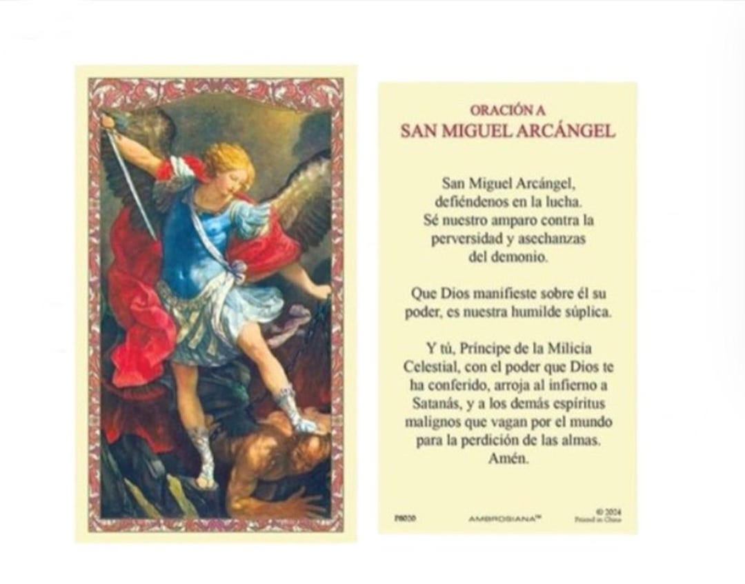 St Michael San Miguel Archangel Holy Prayer Card Laminated Spanish - Etsy