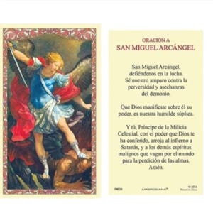 St Michael San Miguel Archangel Holy Prayer Card Laminated Spanish - Etsy