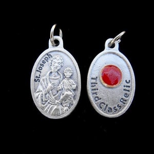 St Joseph Relic Medal Charm 3rd Class Relic Patron Saint of Fathers ...