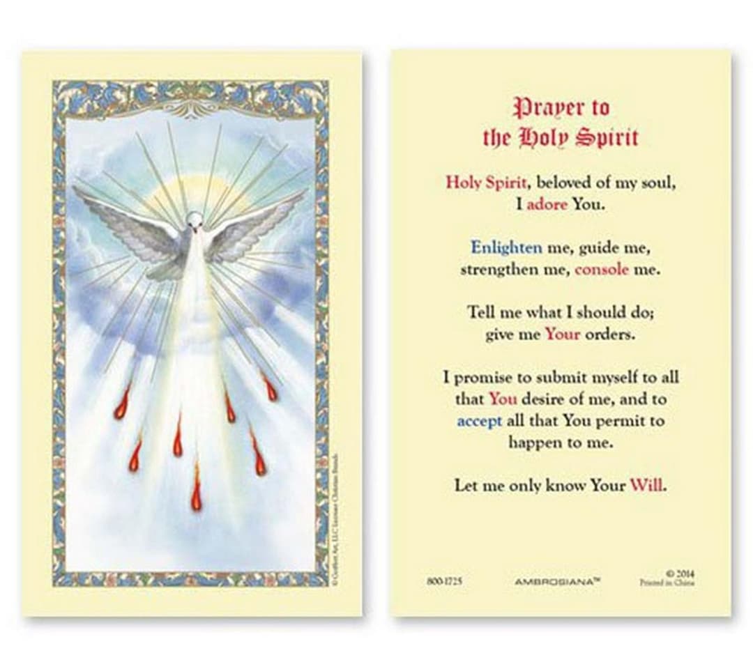 The Holy Spirit Prayer Card Laminated Christian Catholic Holy Card - Confirmation - Etsy
