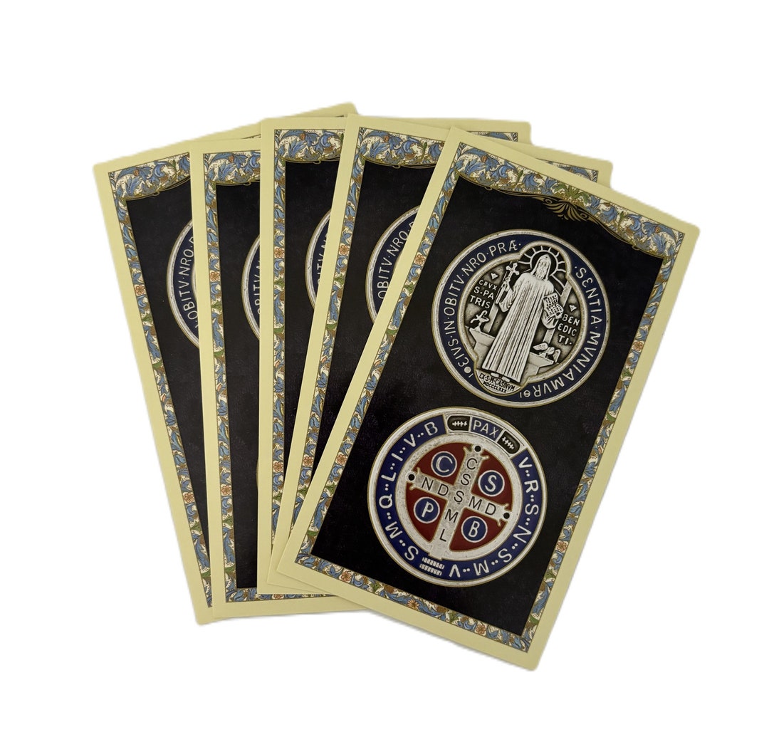 St Benedict Jubilee Medal Explanation Holy Prayer Card Catholic Faith ...