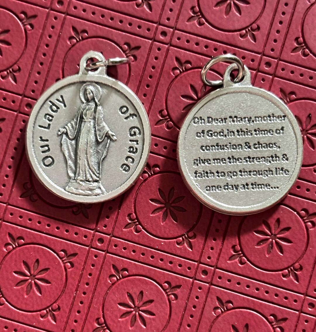 Our Lady of Grace Round 3/4" Medal Catholic Pendant Charm Jewelry ...