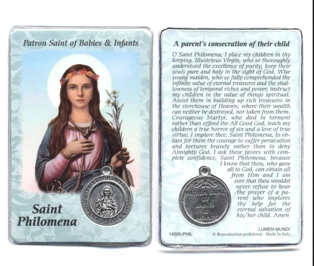 St Philomena Patron of Infants & Children Laminated Prayer Card With ...