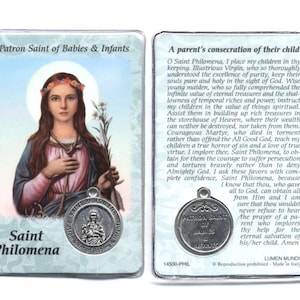 St Philomena Patron of Infants & Children Laminated Prayer Card With ...
