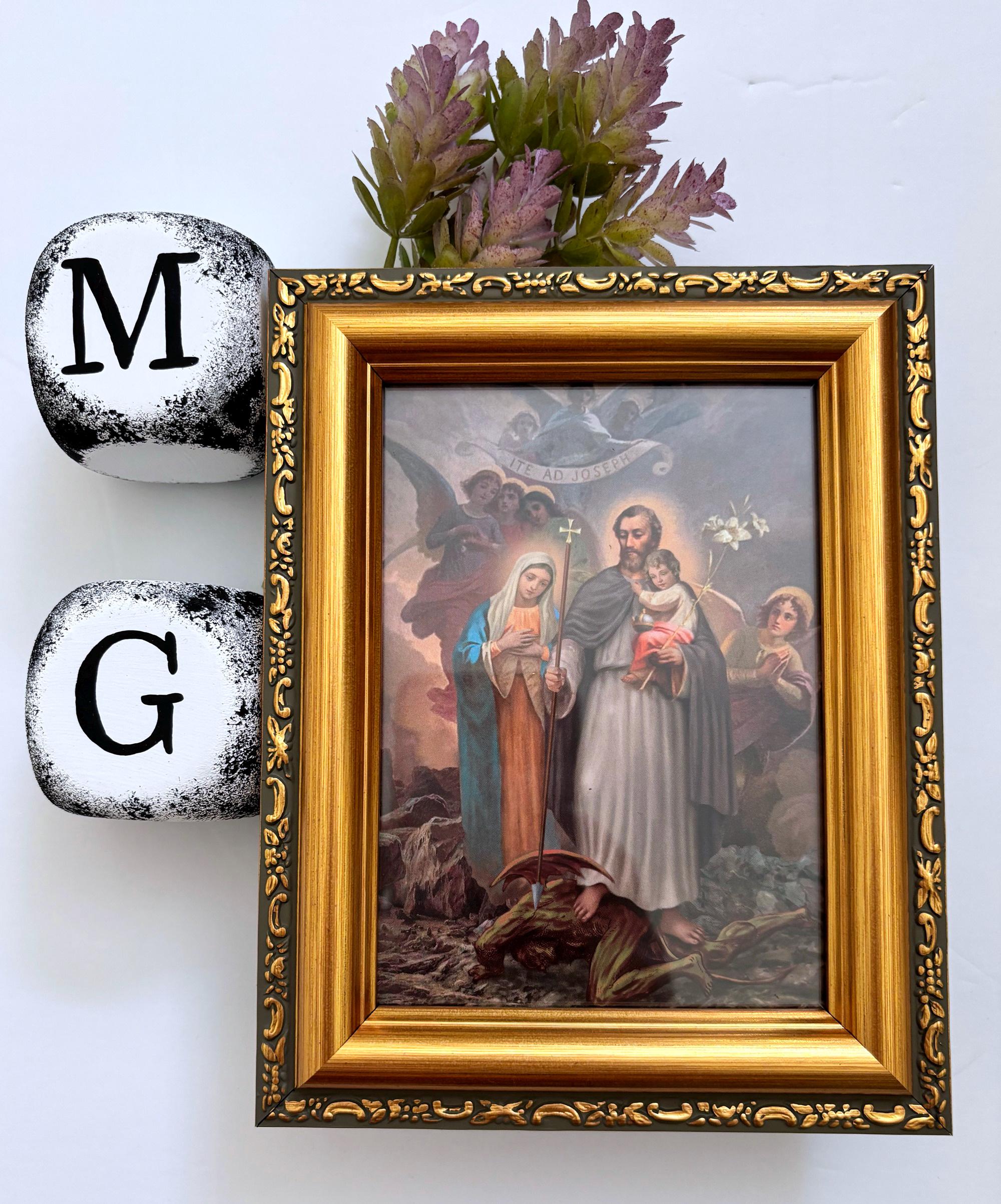 St Joseph Terror of Demons Italian Print Gold-leaf Antique Framed ...