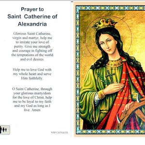 St Catherine Pewter Medal With Laminated Prayer Card on 18" Chain ...