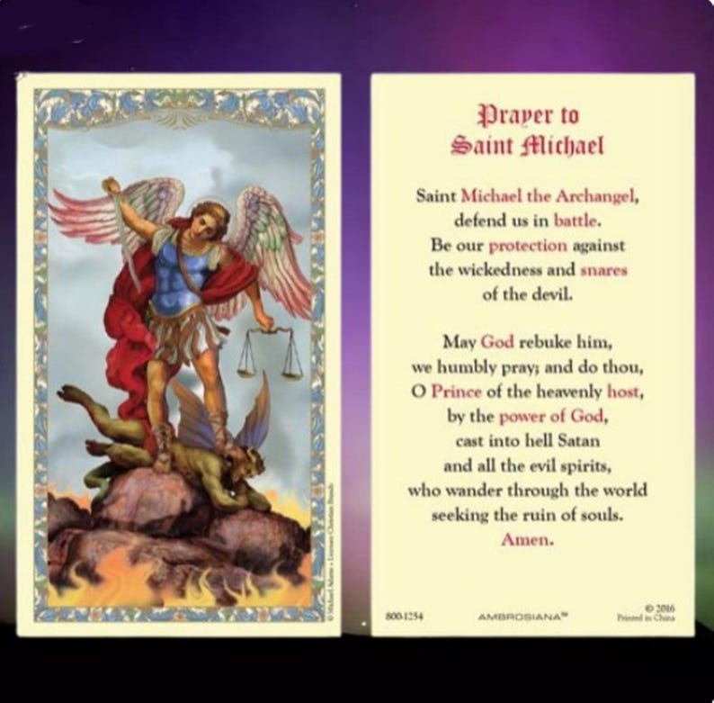St Michael Holy Prayer Card Laminated Archangel Michael Catholic Faith ...