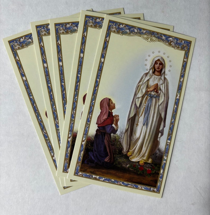 Our Lady of Lourdes Holy Card Catholic Novena Prayer Immaculate Virgin Set of 5 - Etsy