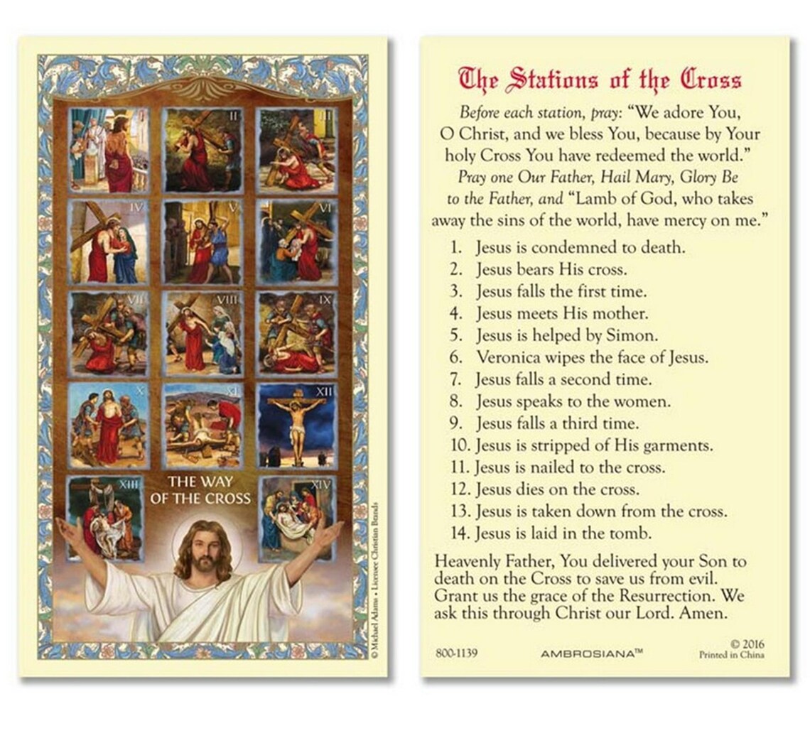 Stations of the Cross Prayer Card Laminated Christian Catholic Holy ...