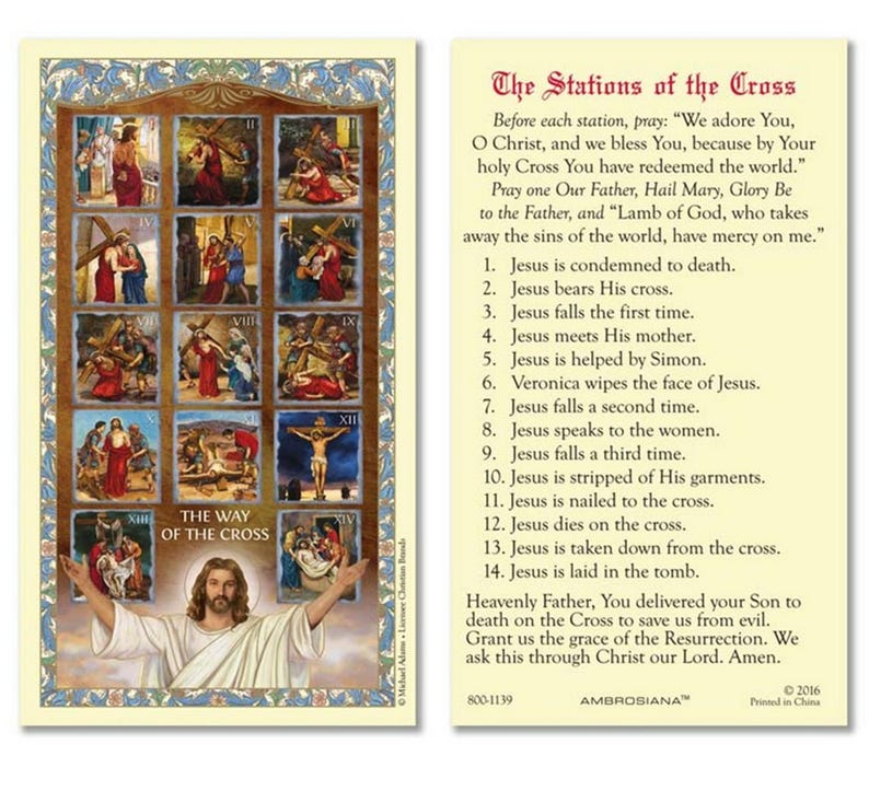 Stations of the Cross Prayer Card Laminated Christian Catholic Holy ...