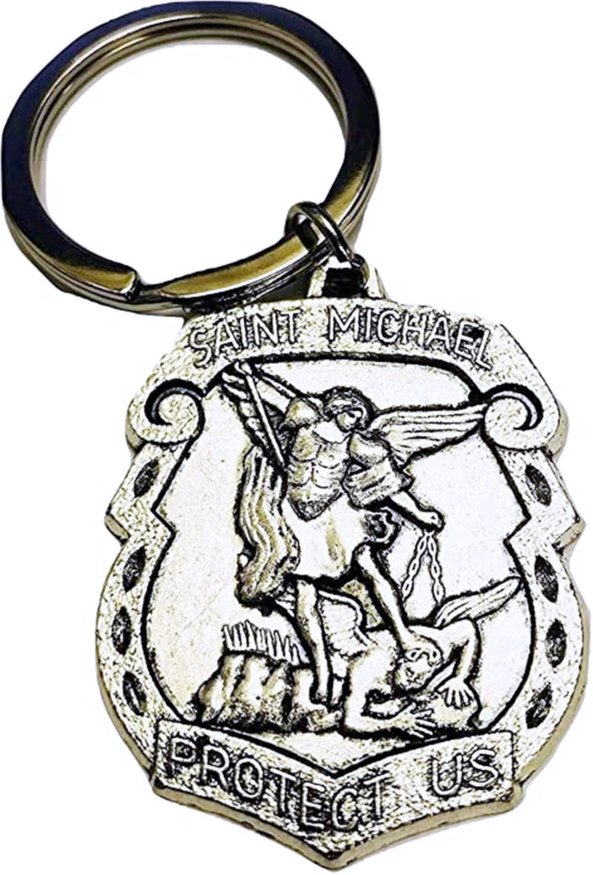 St. Michael Key Chain Archangel Michael Protect Us Shield Key Ring - Etsy