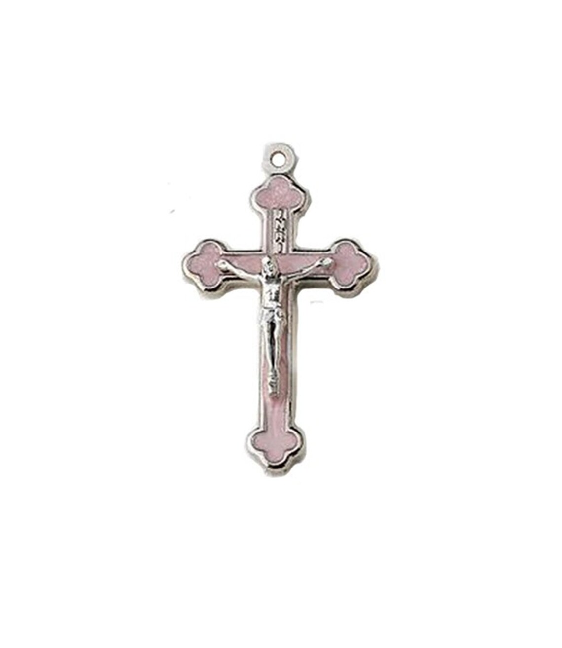 Women's Pink Crucifix Italian Pendant Necklace Stainless Steel 20 Inch ...
